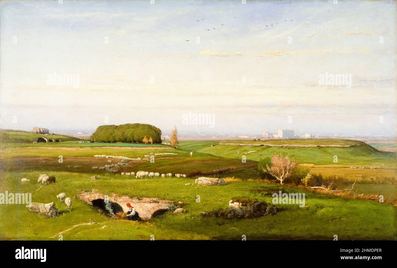 In the Roman Campagna, landscape painting by George Inness, 1873 Stock ...