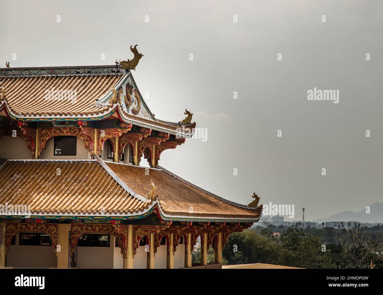 Chonburi, Thailand - 05 Feb 2022 : Architecture of Chinese style temple ...