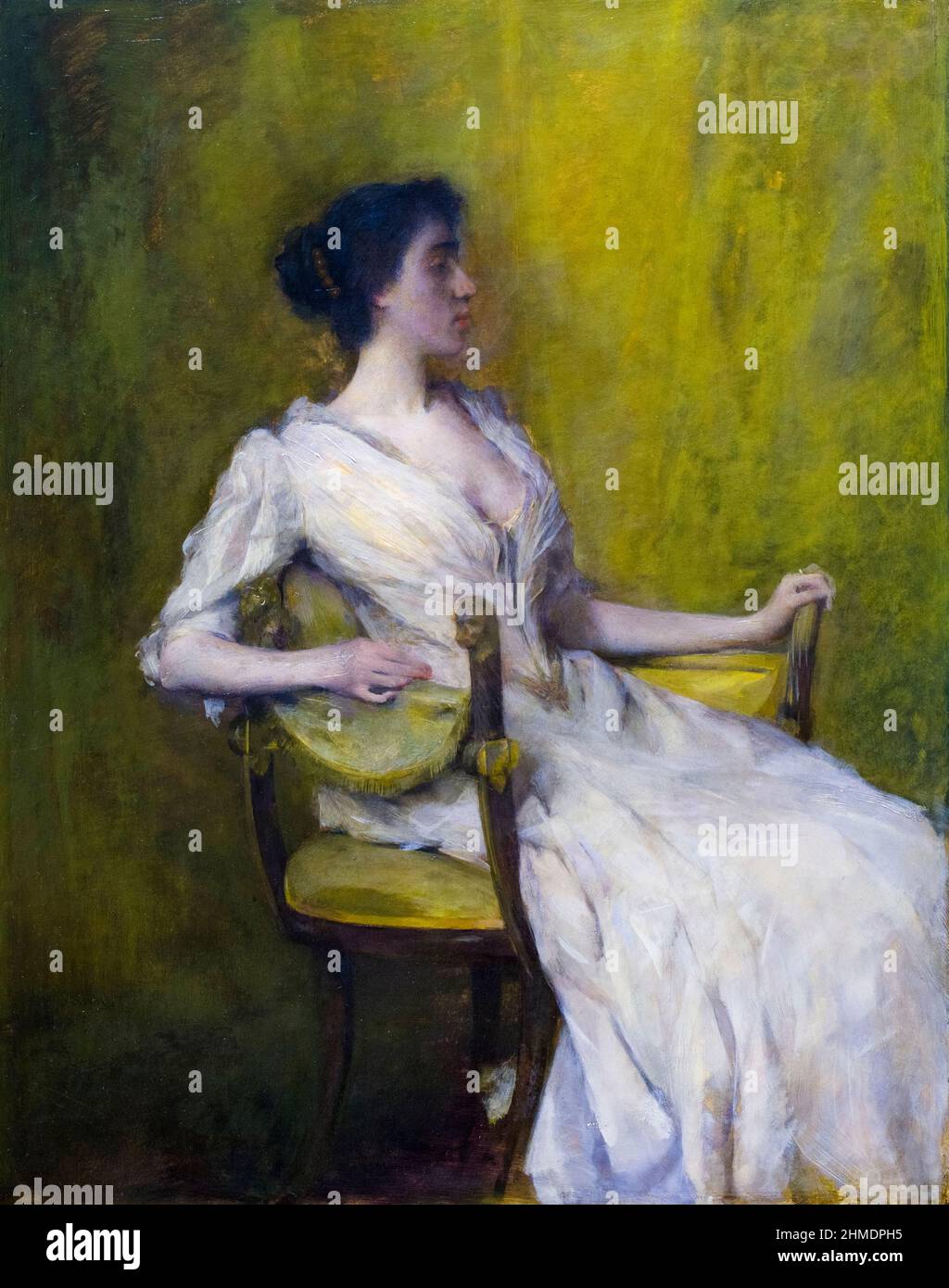 Lady in White, portrait painting by Thomas Wilmer Dewing, circa 1901 ...