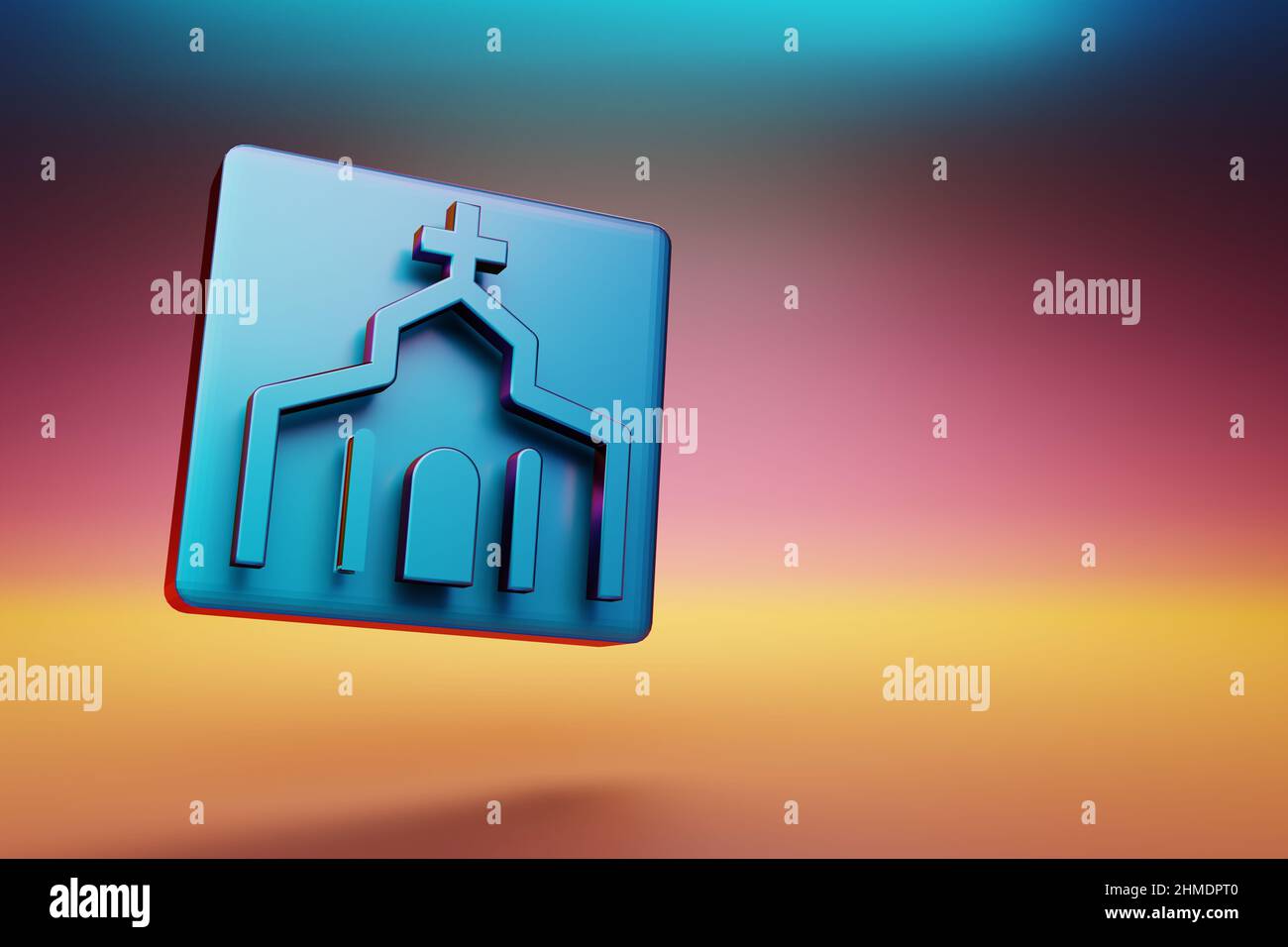 Church icon. Beautiful Blue Church symbol icons on multicolor bright ...