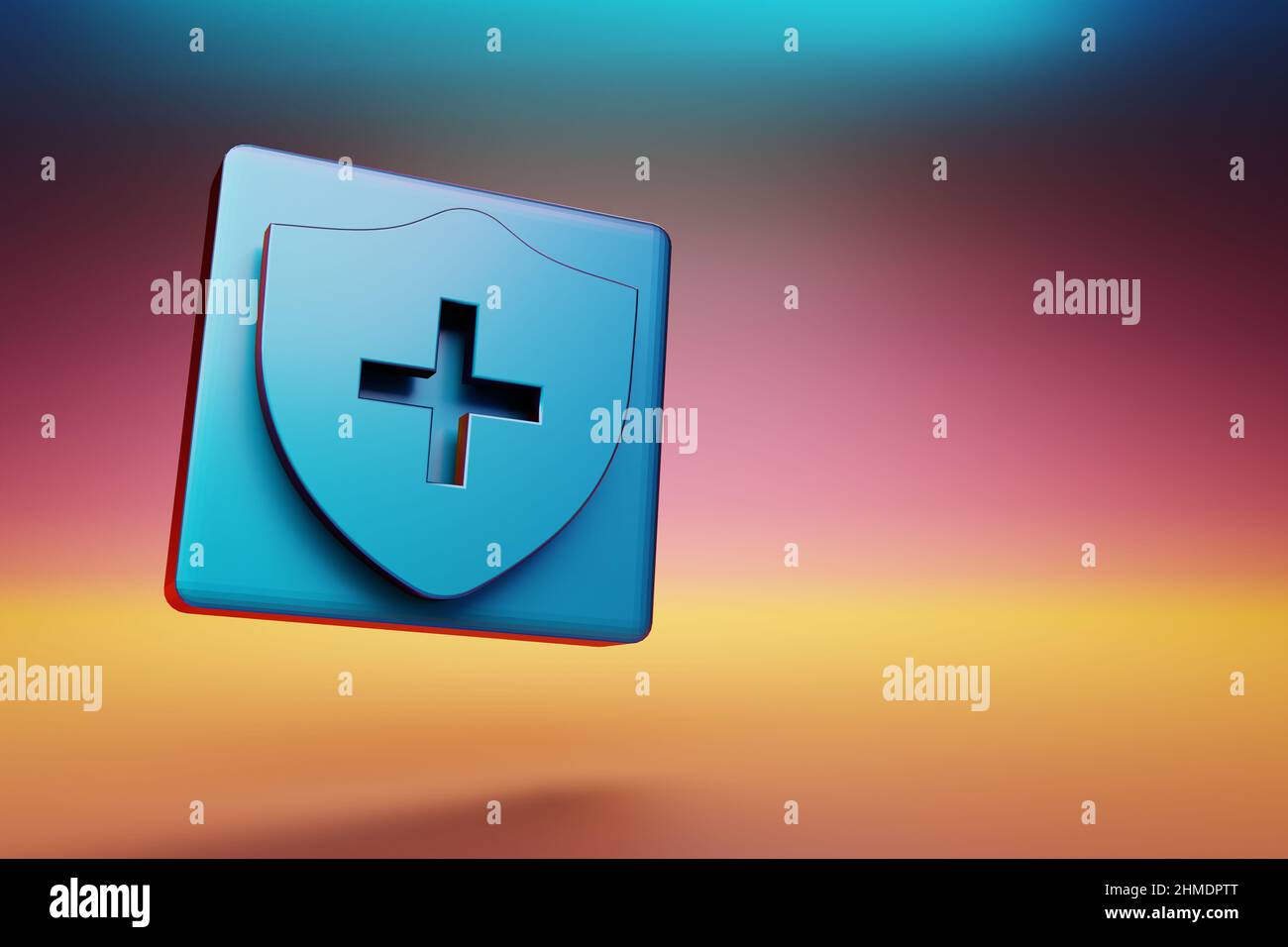 Health Shield icon. Beautiful Blue Health Shield symbol icons on multicolor bright background ...