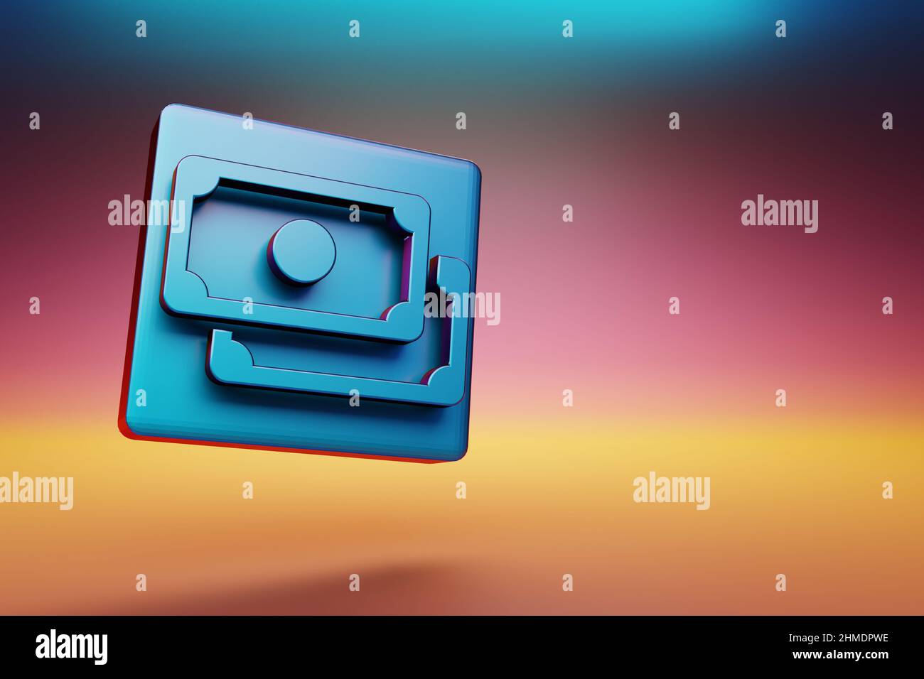 Money Bills icon. Beautiful Blue Money Bills symbol icons on multicolor ...