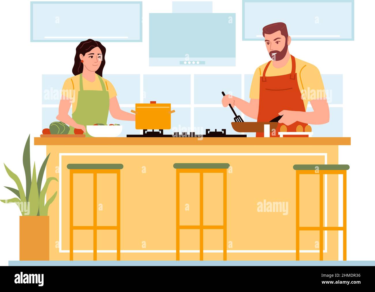 Man cooking food on table Stock Vector Images - Alamy