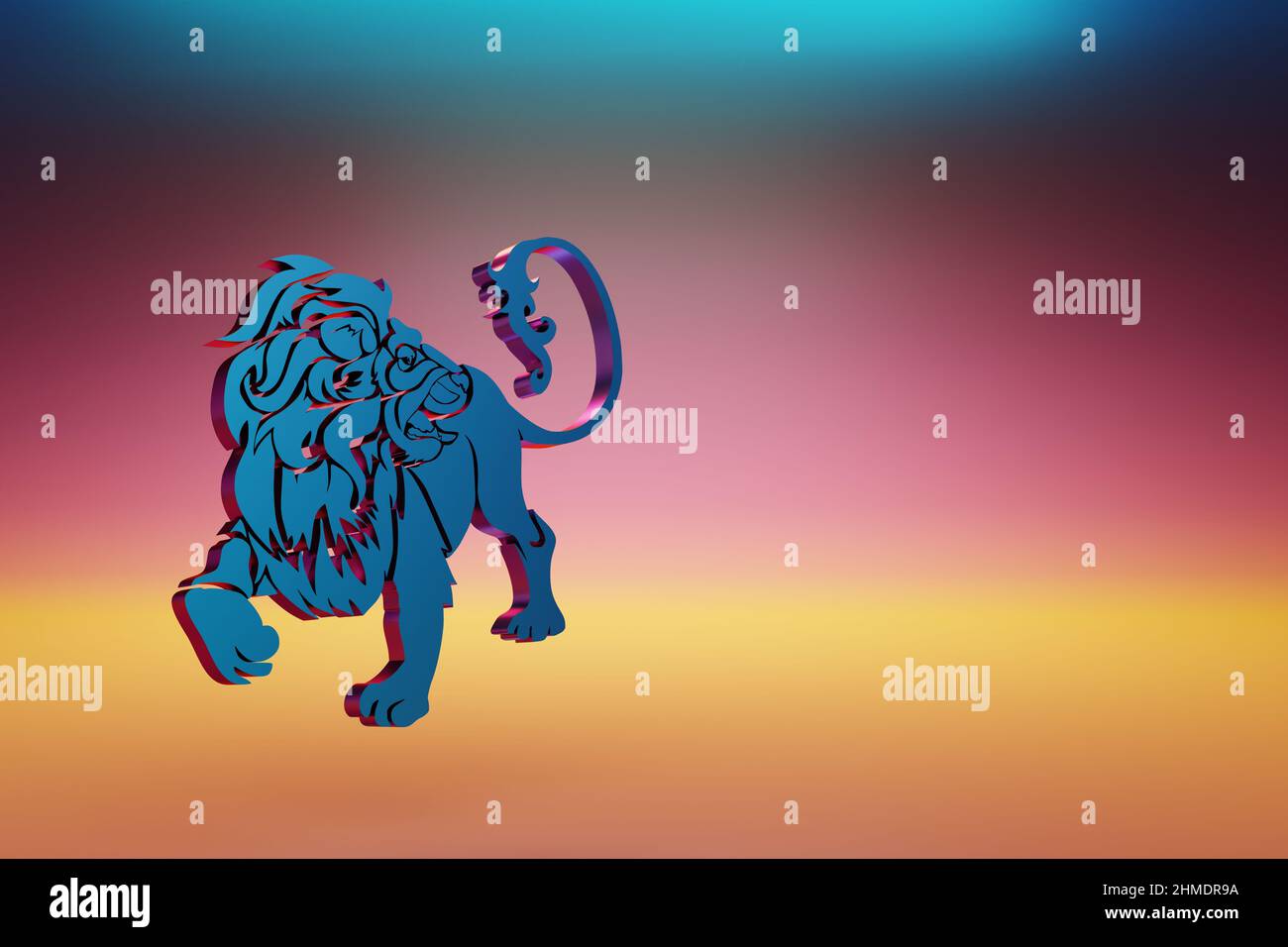 Blue zodiac sign Leo on symbol icons on multicolor bright background ...