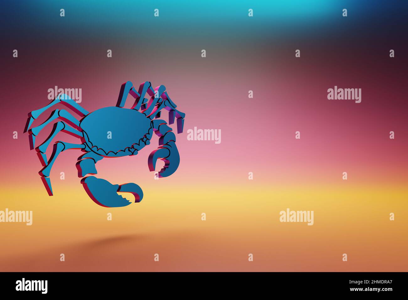 Blue zodiac sign Cancer on symbol icons on multicolor bright background ...