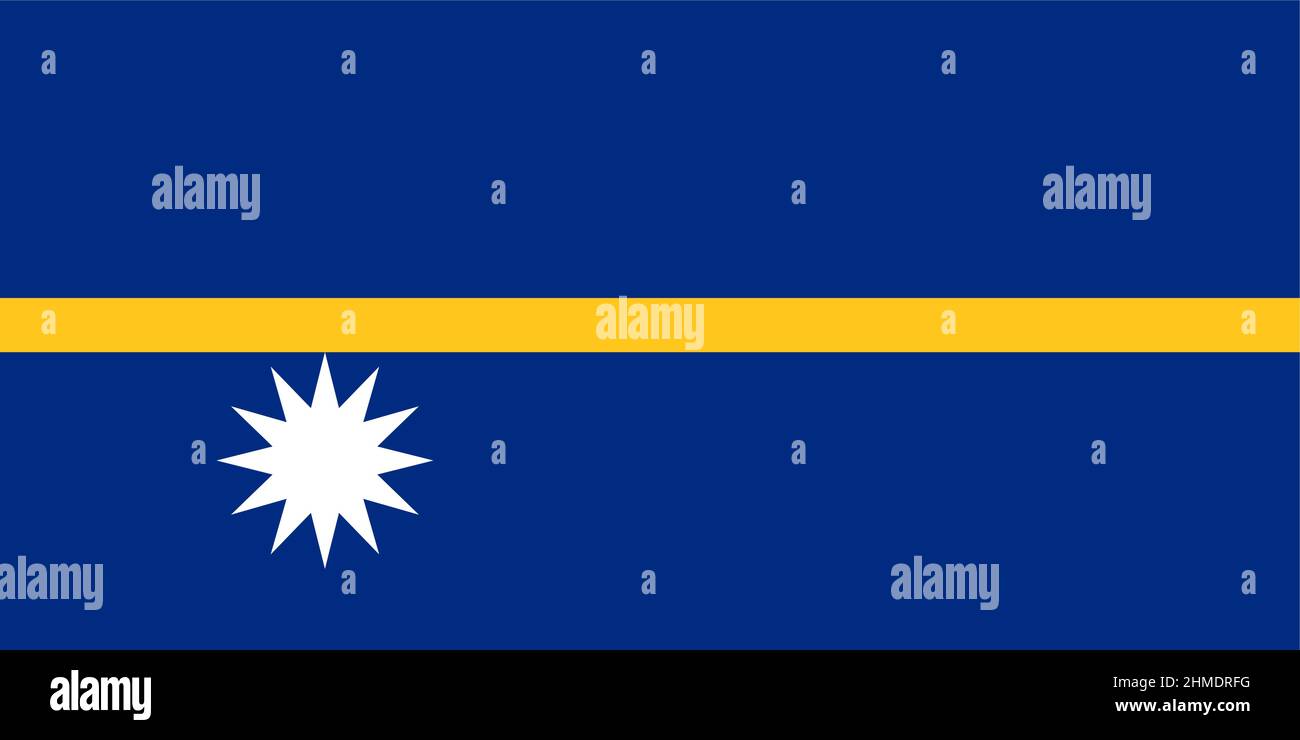 National Flag Republic of Nauru, Pleasant Island, blue field with the ...