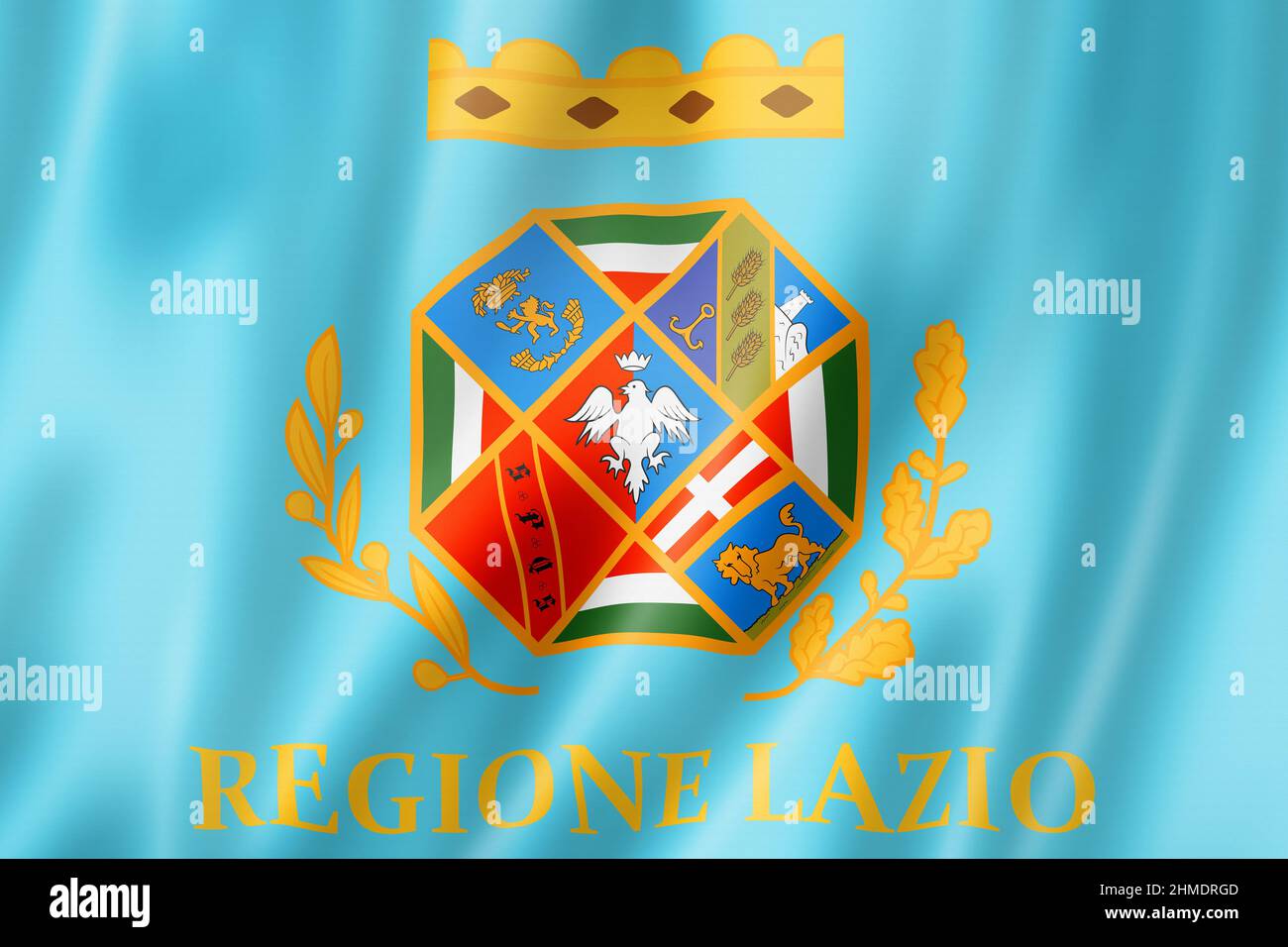 Lazio region flag, Italy waving banner collection. 3D illustration ...