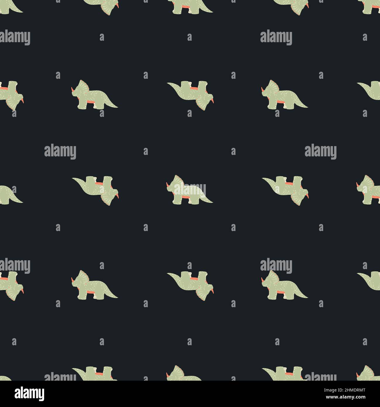 Triceratops seamless pattern. Children dino background. Repeated texture in doodle style for ...