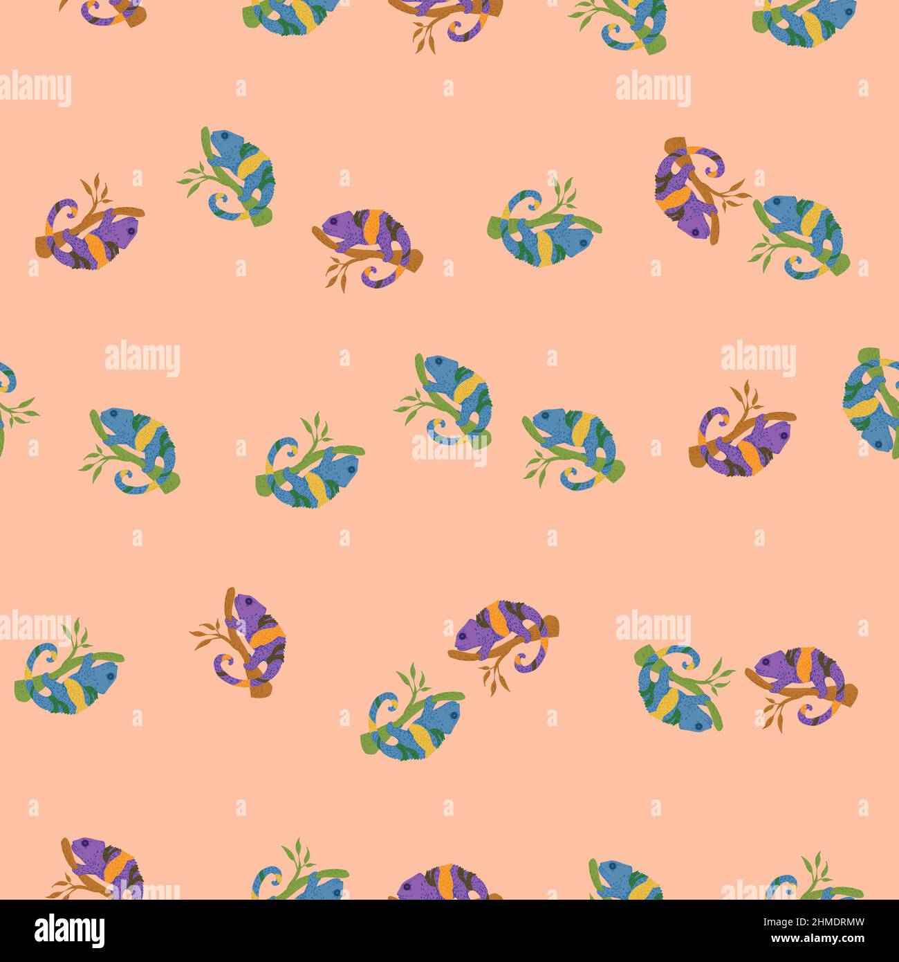 Chameleon seamless pattern. Background of tropical lizard. Repeated ...