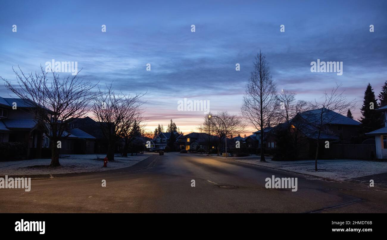 View of Residential Suburban Neighborhood Street in a modern city Stock ...