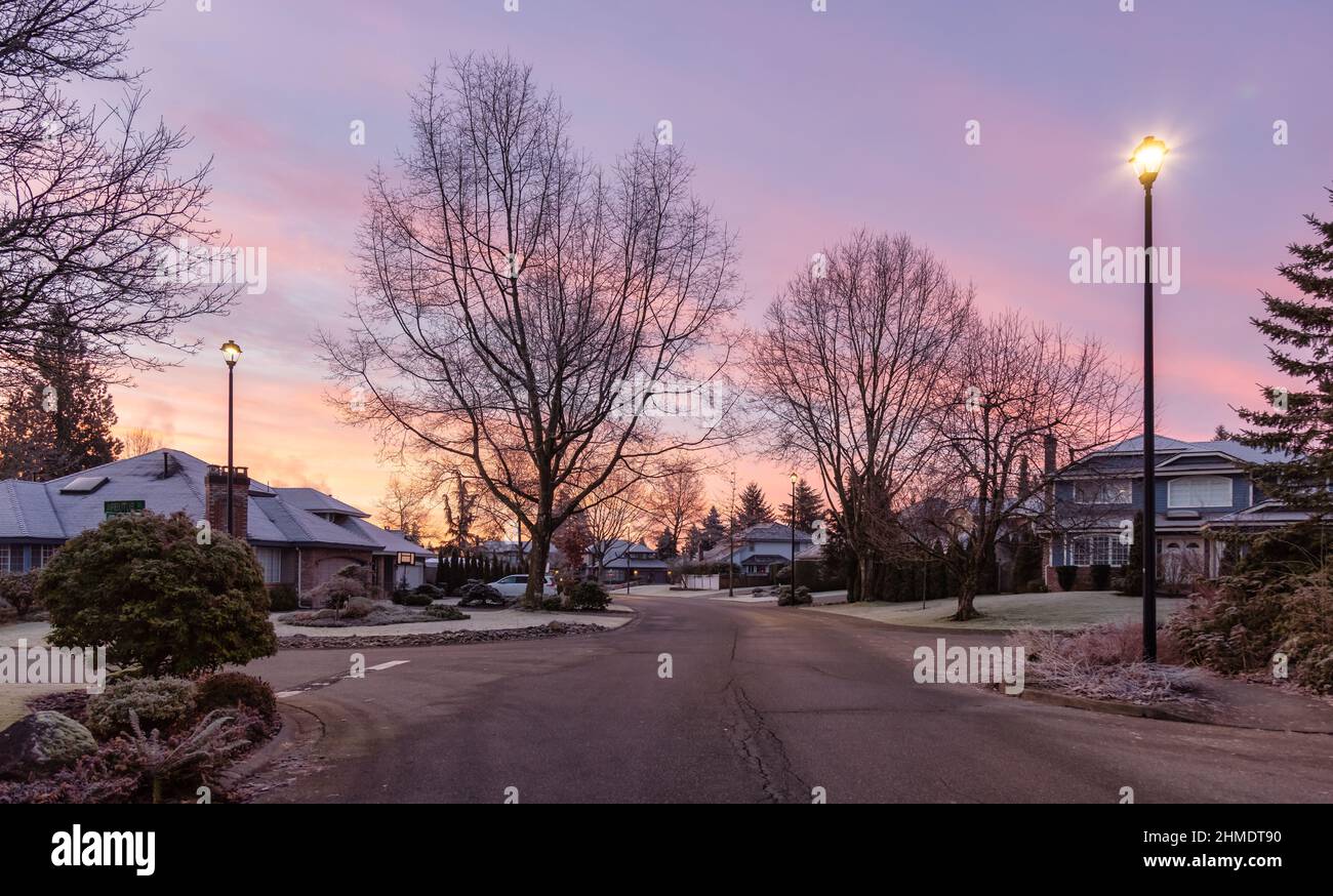 View of Residential Suburban Neighborhood Street in a modern city Stock ...