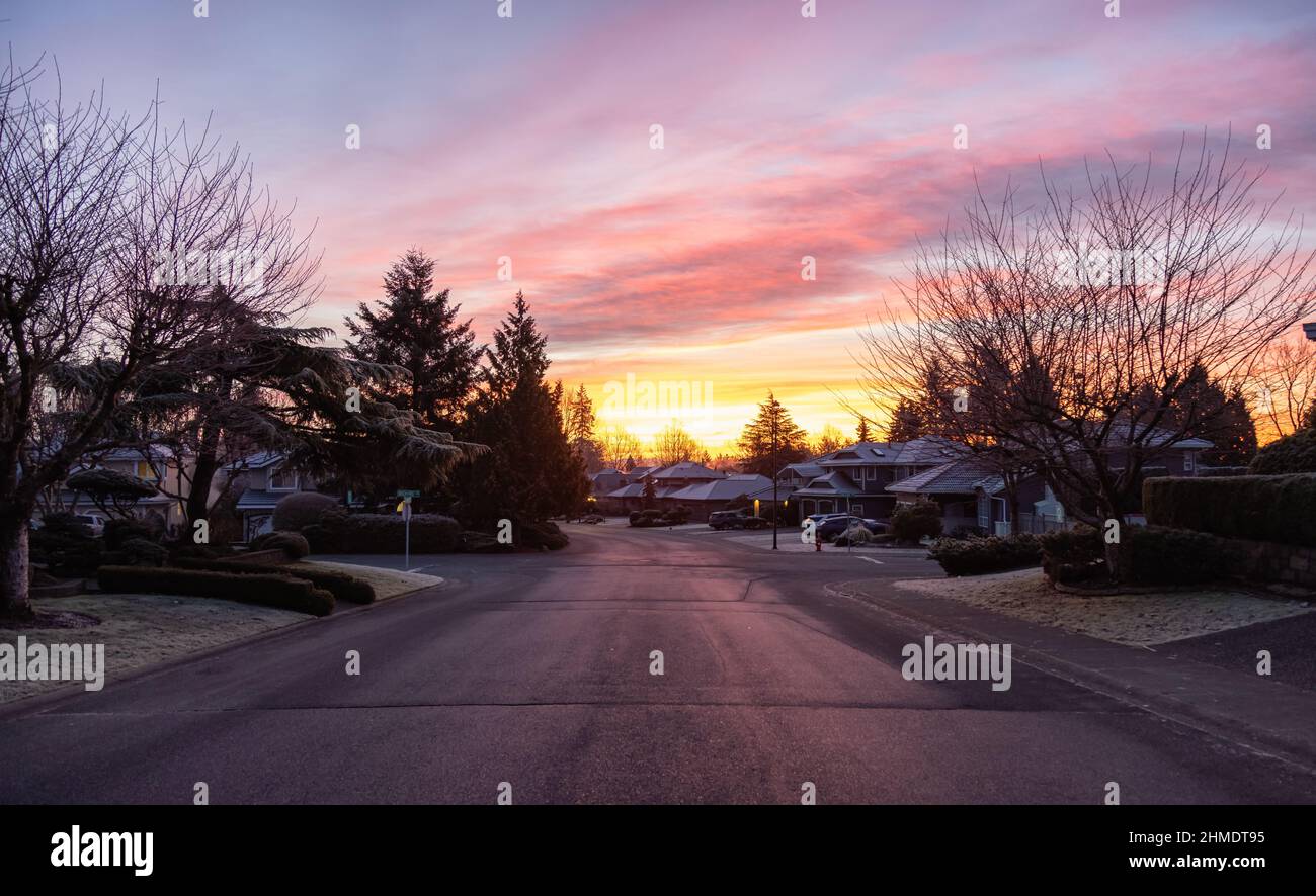View of Residential Suburban Neighborhood Street in a modern city Stock ...