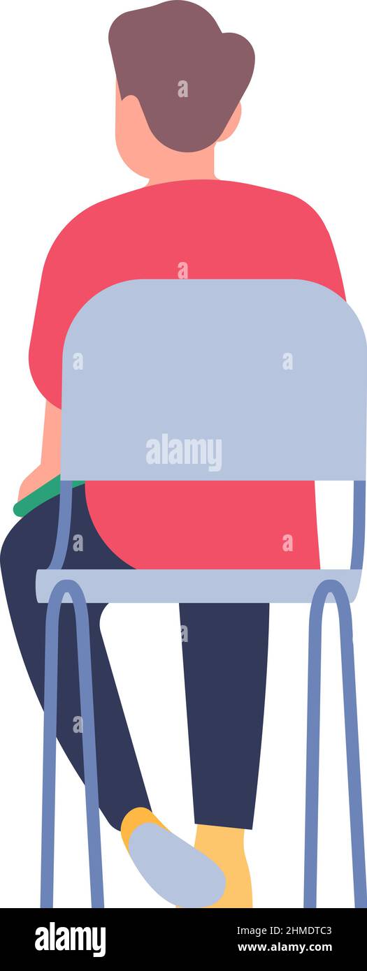 Sitting man back view. Young guy on chair Stock Vector Image & Art - Alamy