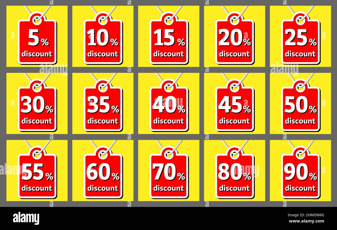 Set of discount sale labels. Selling tags with numbers and percentage ...