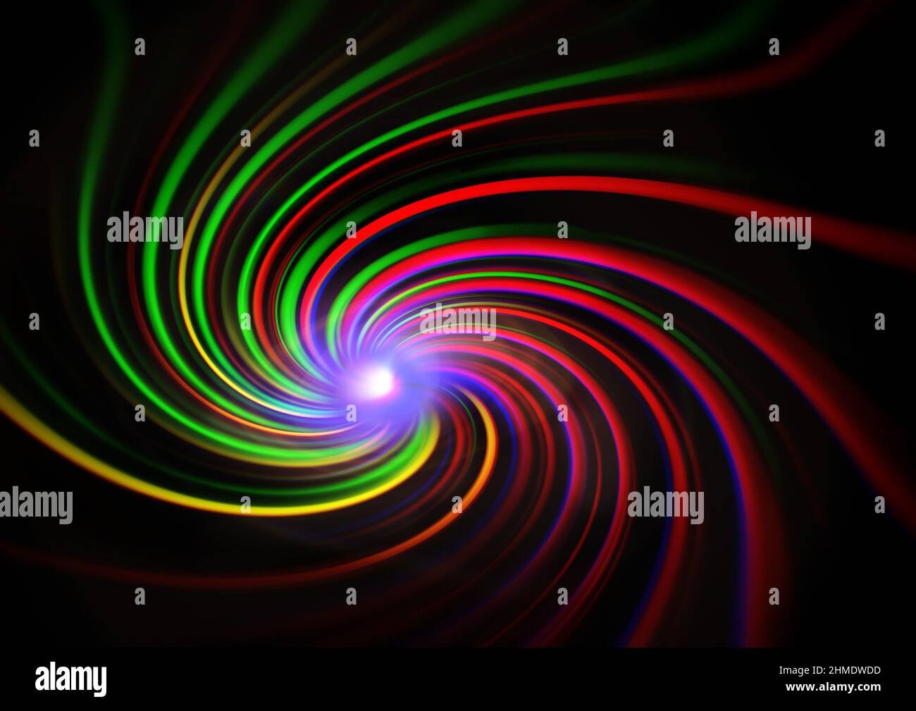 An illustration rendered in 3d of intense colorful light rays radiating ...