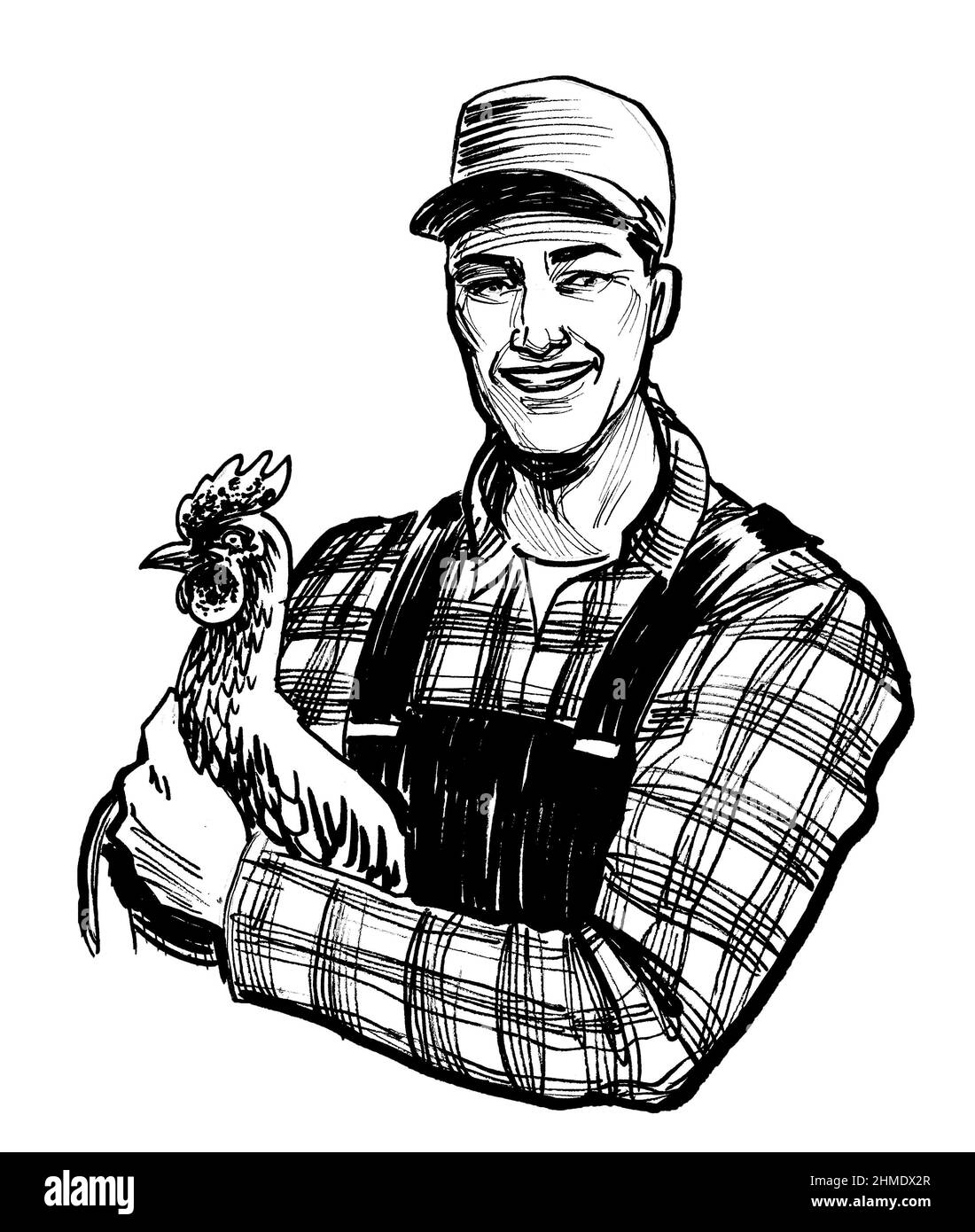 Farmer man vintage black white Cut Out Stock Images & Pictures - Alamy