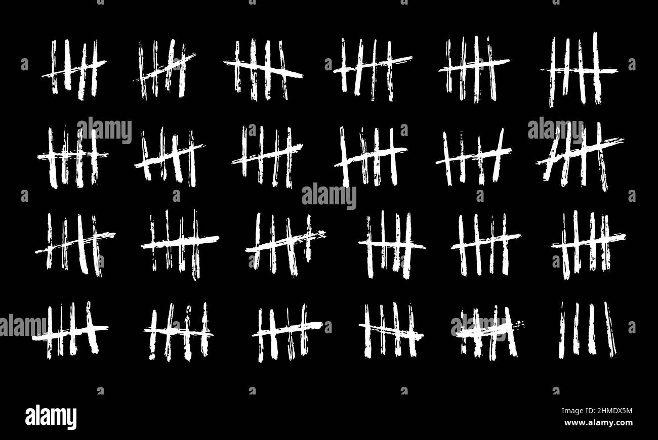 Counting tally marks on wall Black and White Stock Photos & Images - Alamy