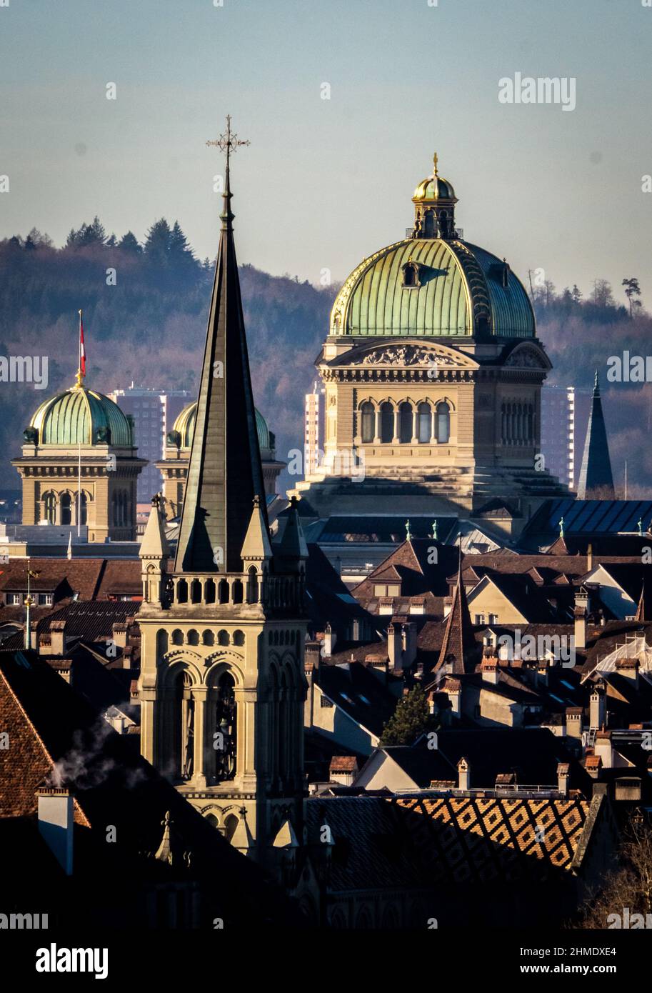 The "Berner Münster", the central building in Bern's historic old town ...