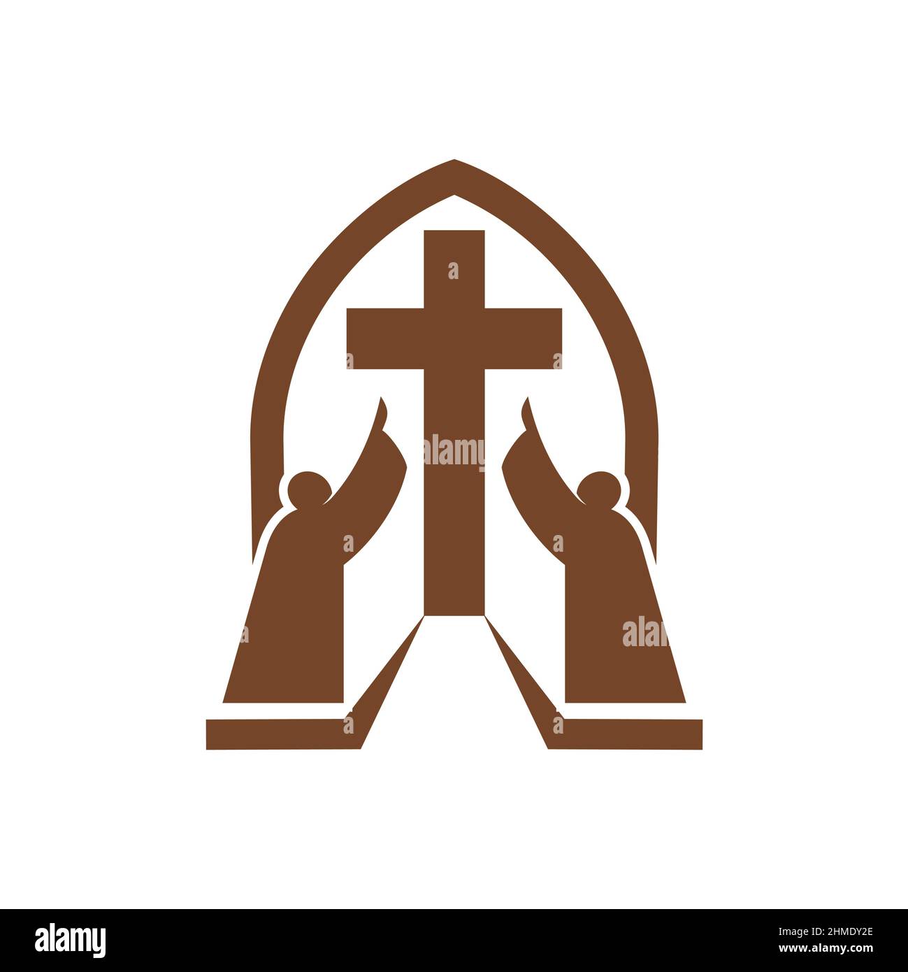 Christianity religion vector icon with spirituals pray with rising ...