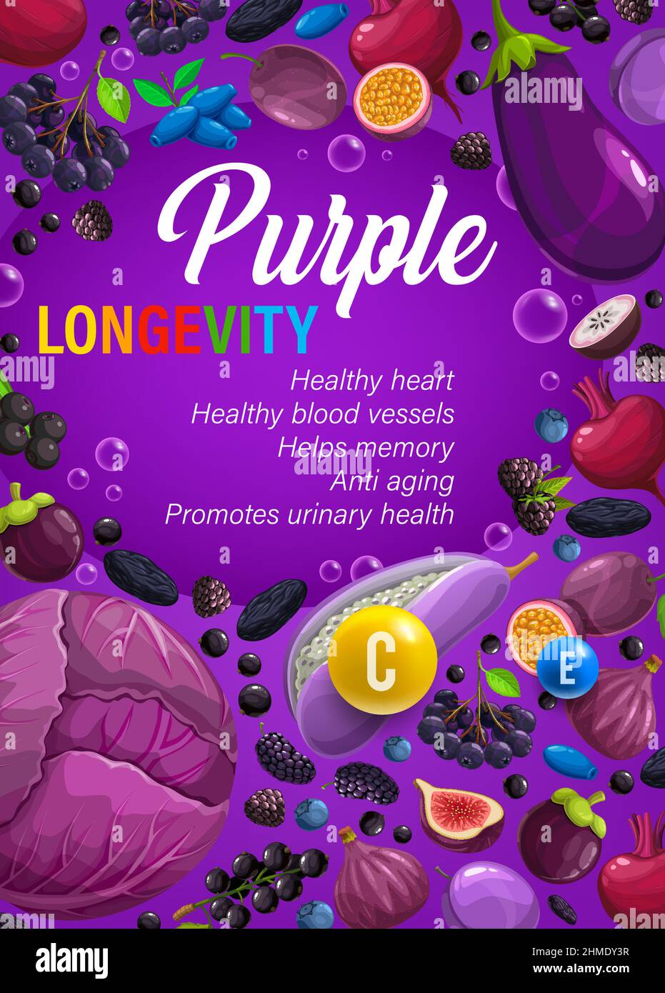 Color rainbow diet purple day nutrition and multivitamins. Healthy food ...