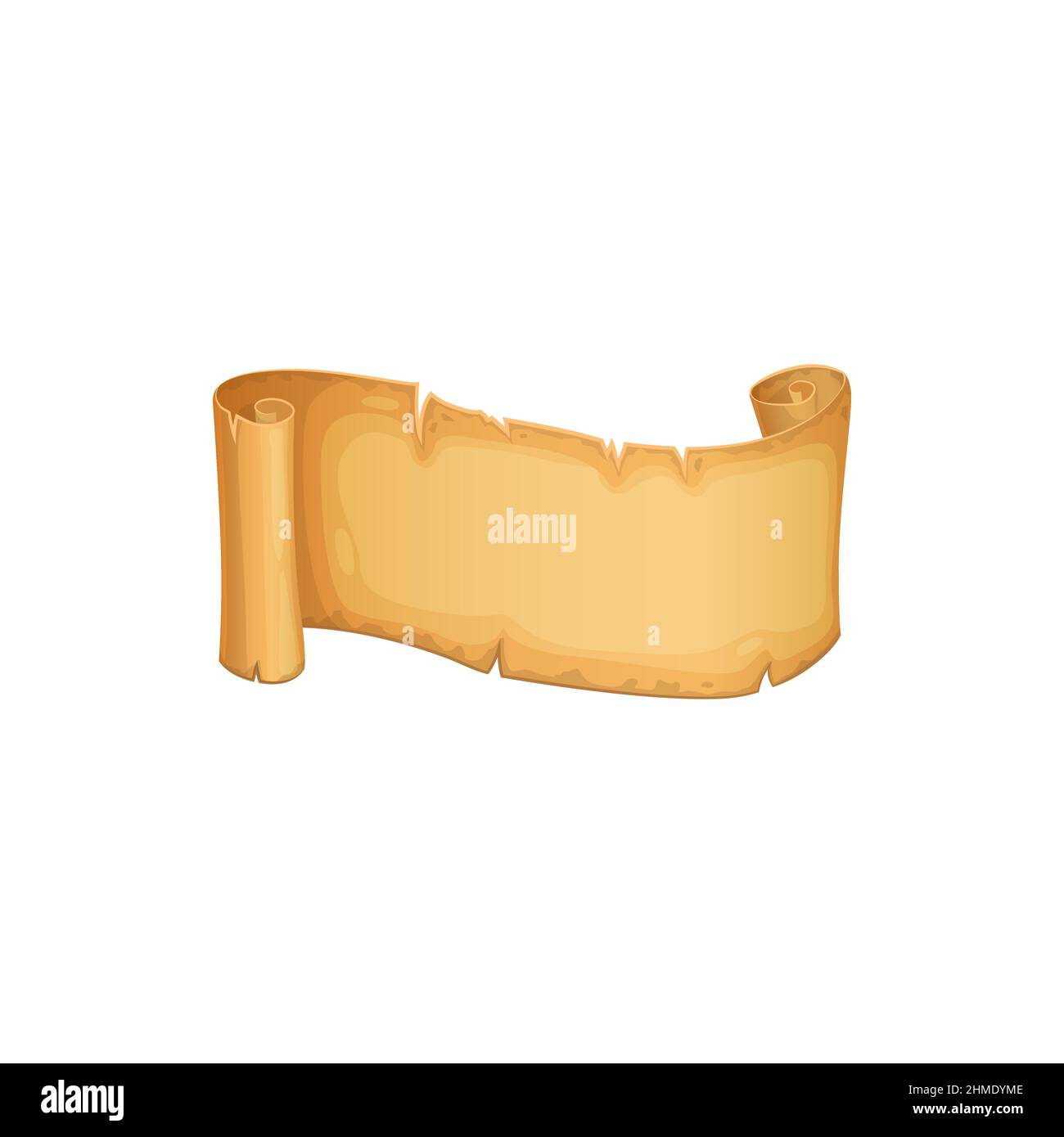 Paper manuscript yellow scroll isolated old medieval frame, torn ...