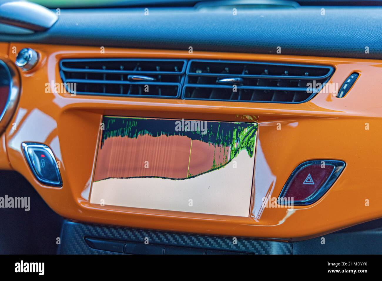 Broken Lcd Screen Damaged Glass in Modern Car Stock Photo - Alamy