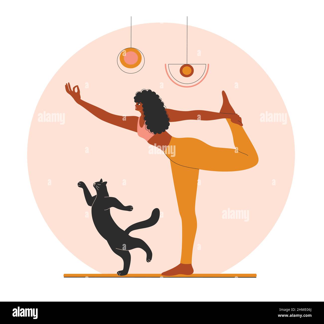 African American Woman Doing Yoga At Home Stock Vector Image And Art Alamy