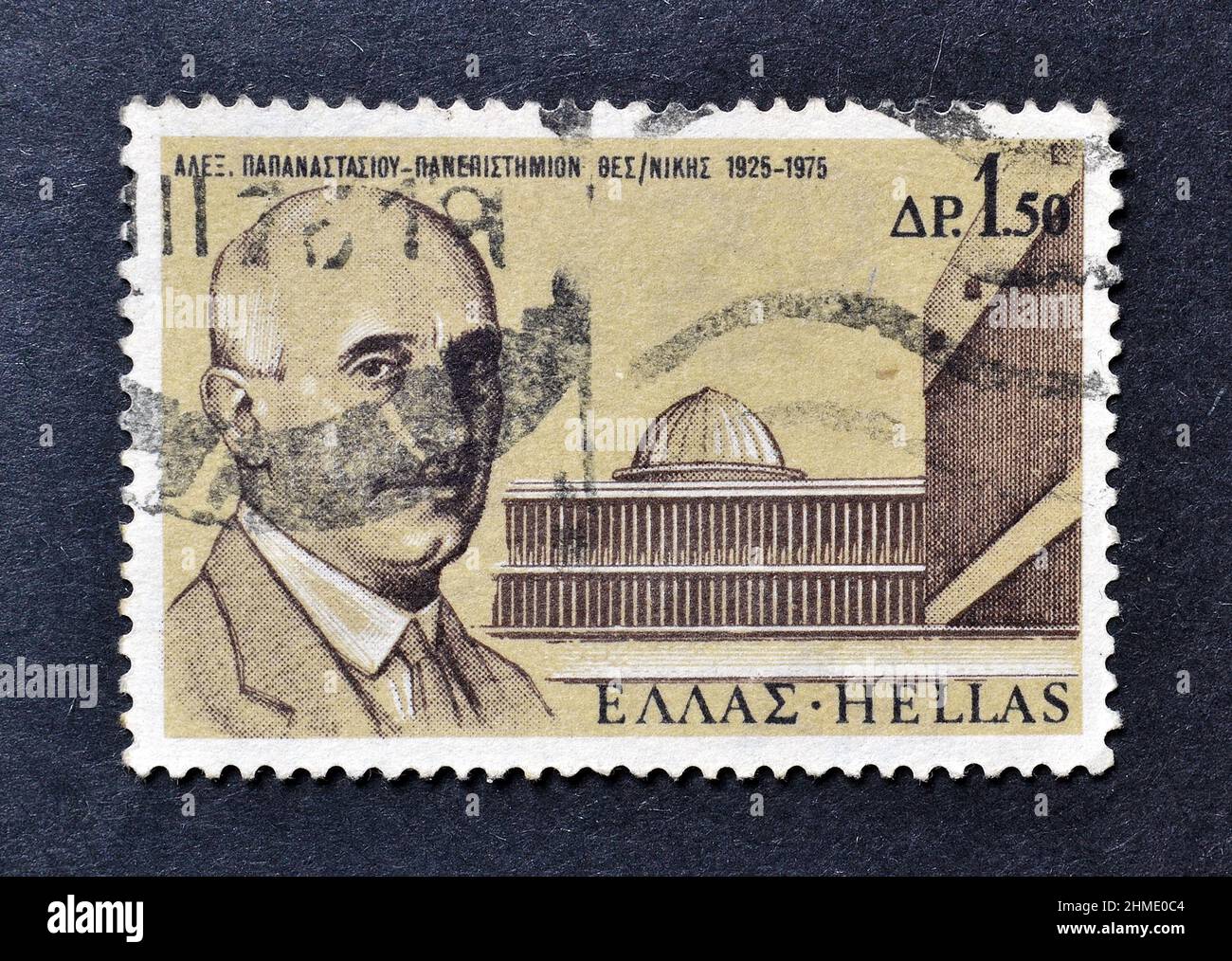 Cancelled postage stamp printed by Greece, that shows Portrait of ...