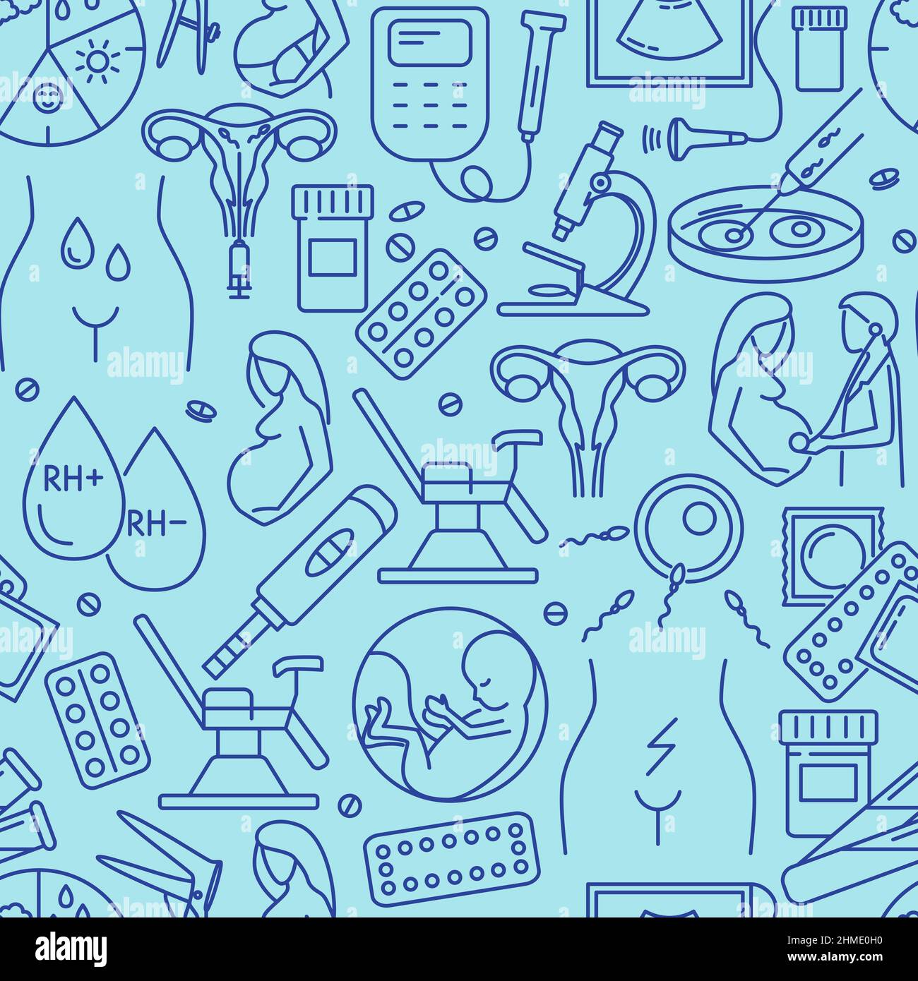 Gynecology seamless pattern in line style. Vector illustration Stock ...