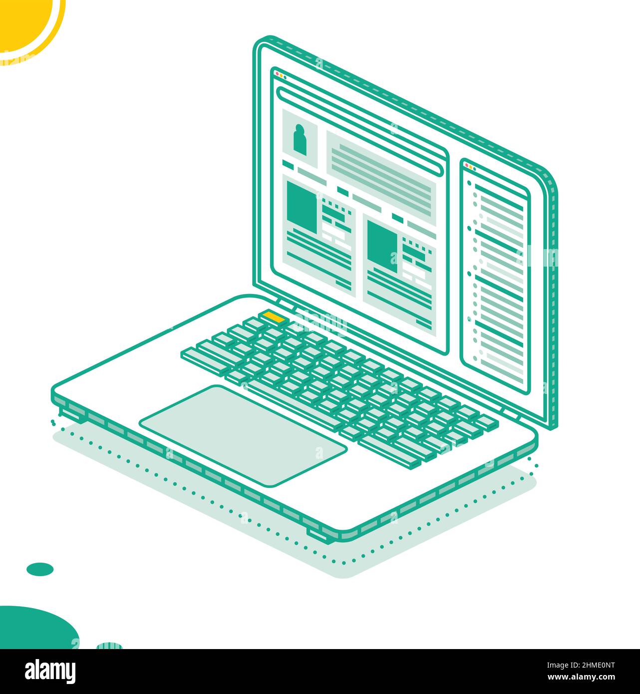 Isometric Laptop Isolated on White. Creating a Site Layout. Vector ...