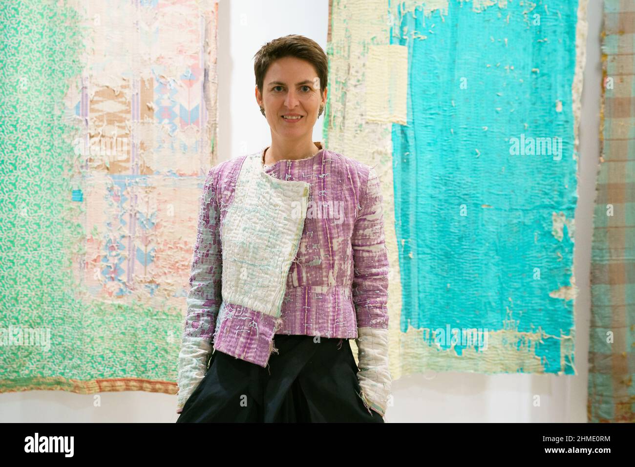 German architect Anna Heringer poses during the presentation of the ...