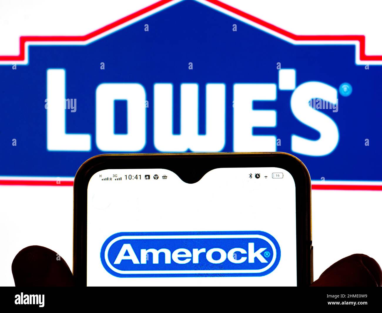 In this photo illustration, the Amerock logo is displayed on a ...