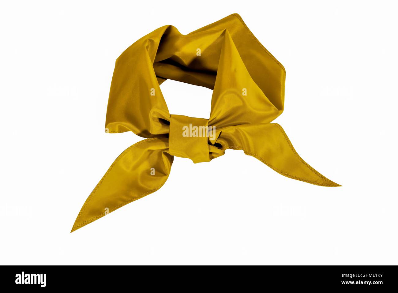 Yellow silk scarf isolate on white background close-up Stock Photo - Alamy