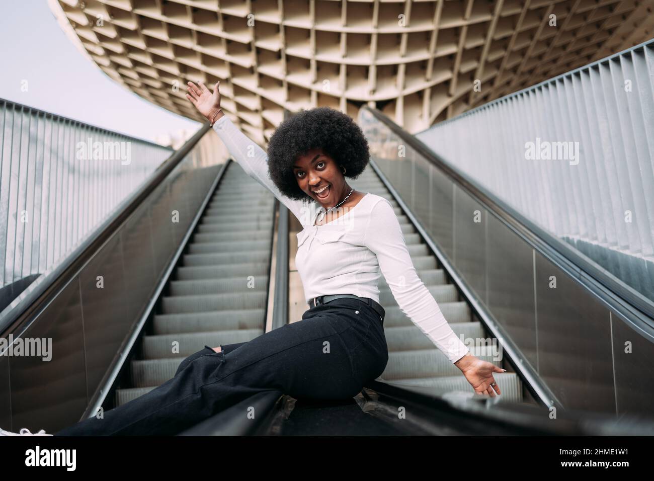 Escalator railing hi-res stock photography and images - Alamy