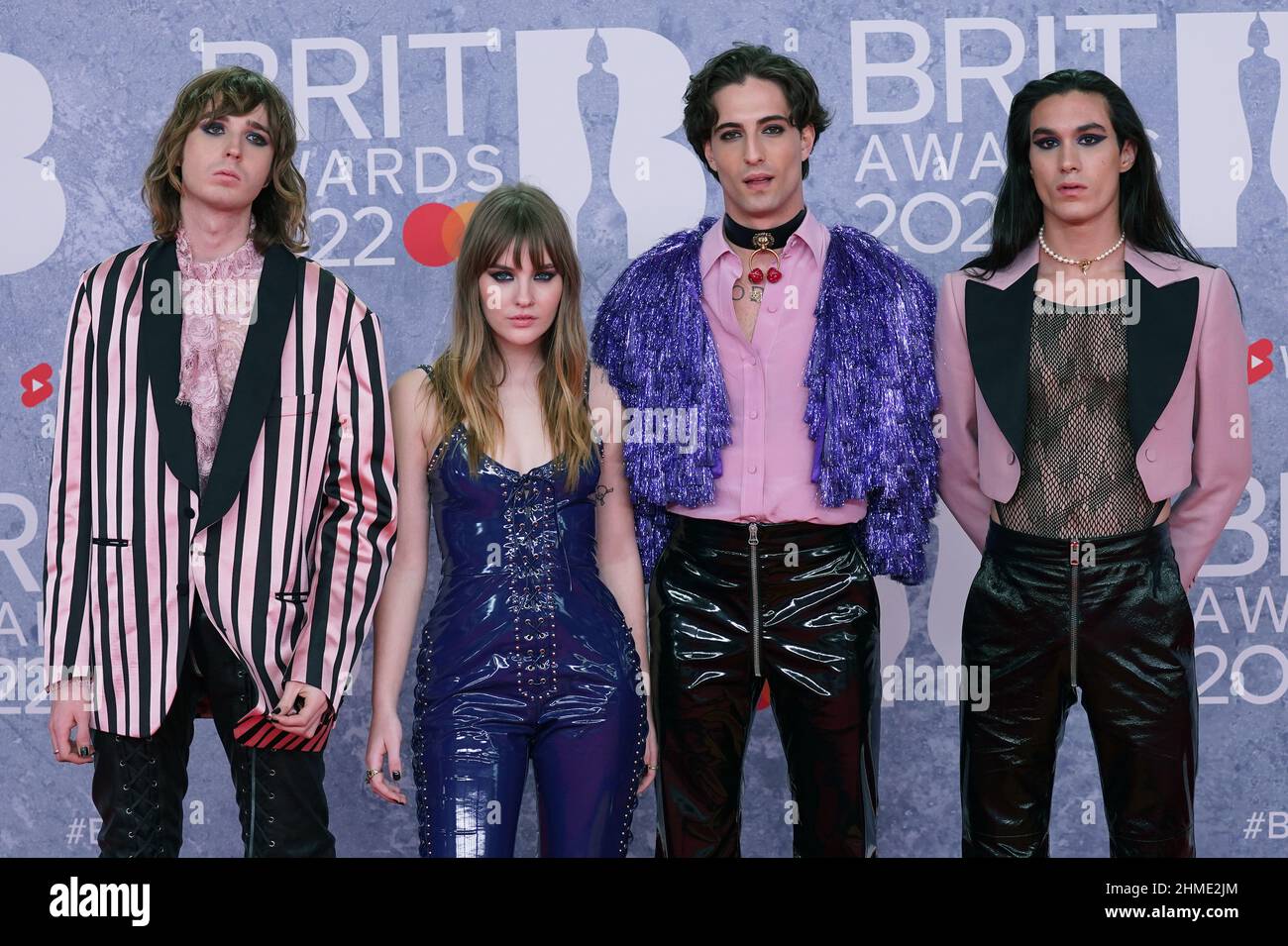 (Left to right) Ethan Torchio,Damiano David, Victoria De Angelis, and Thomas Raggi of Maneskin ...