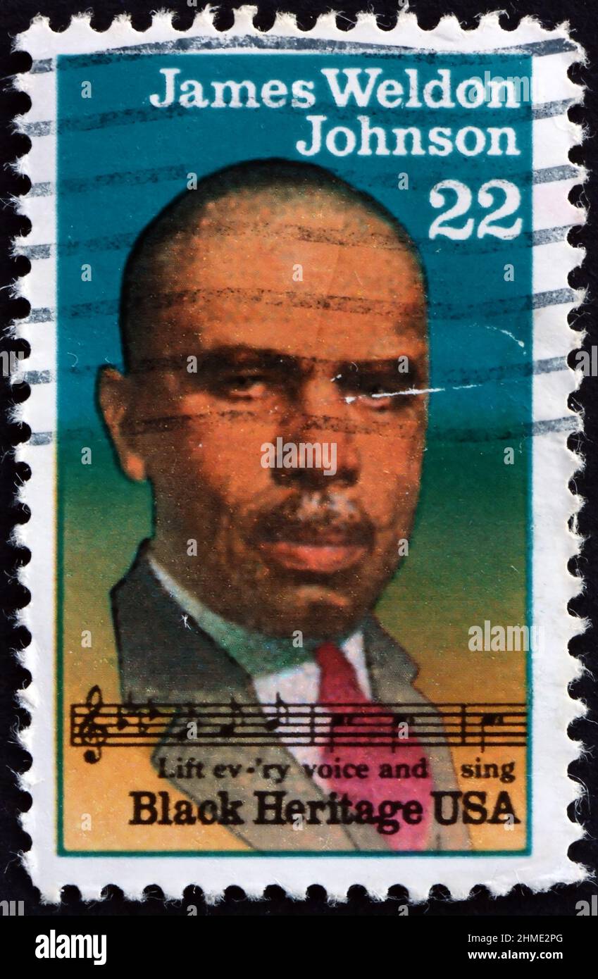USA - CIRCA 1988: a stamp printed in the USA shows James Weldon Johnson (1871-1938), was an ...