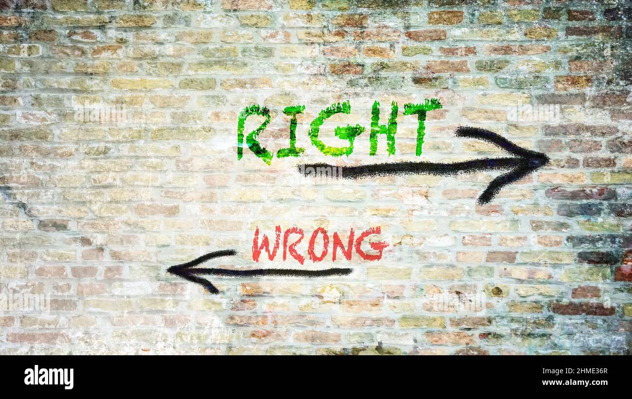 Street Sign the Direction Way to Right versus Wrong Stock Photo - Alamy