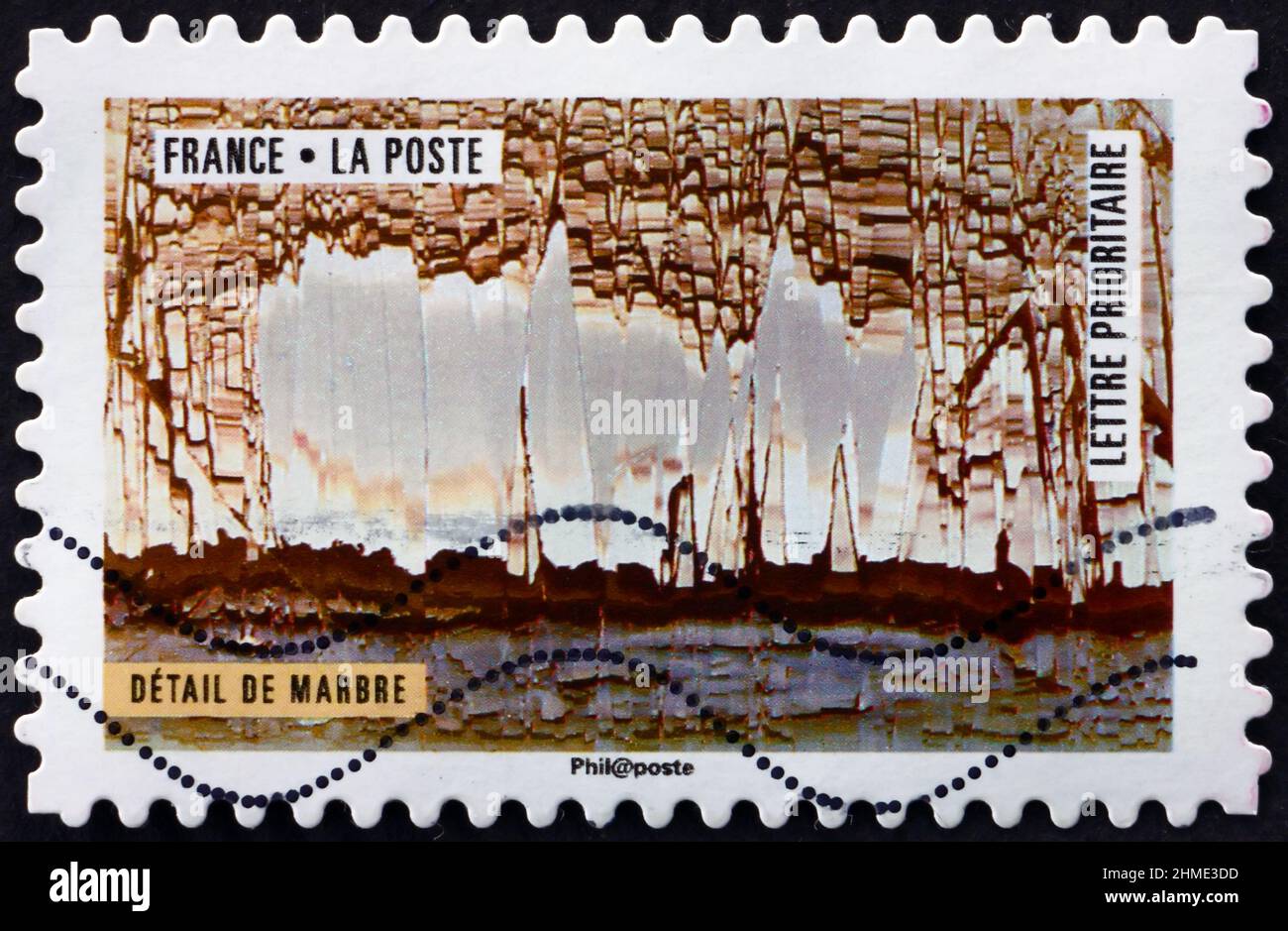 FRANCE - CIRCA 2018: a stamp printed in France shows marble detail ...
