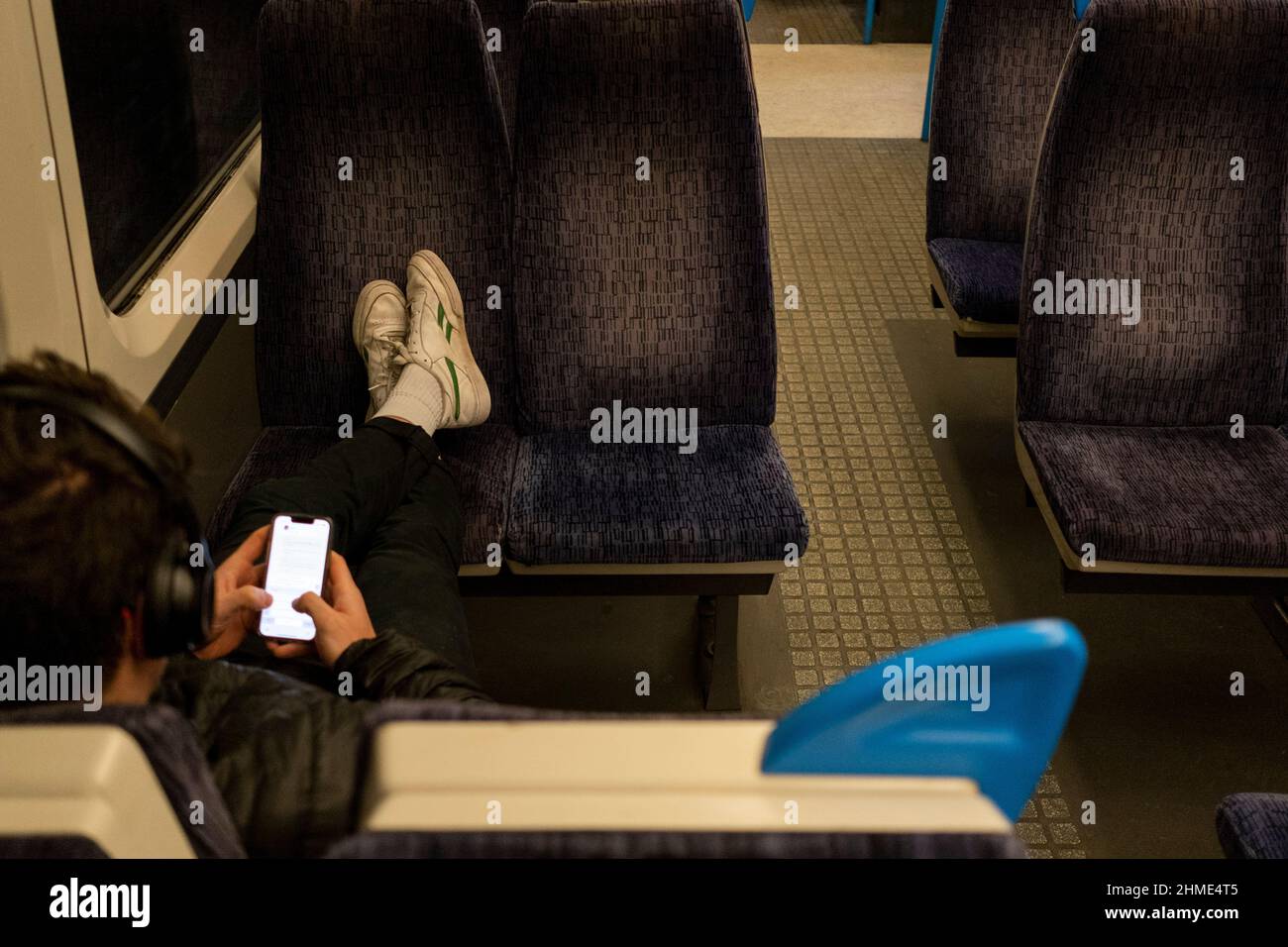 Shoes on train seat hi-res stock photography and images - Alamy