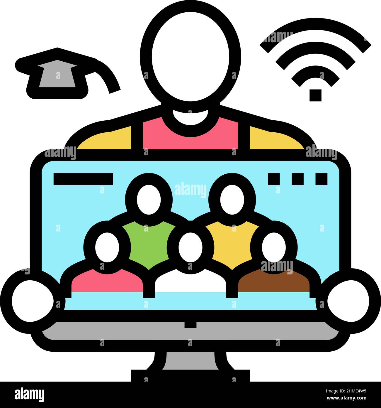 teach online classes color icon vector illustration Stock Vector Image ...