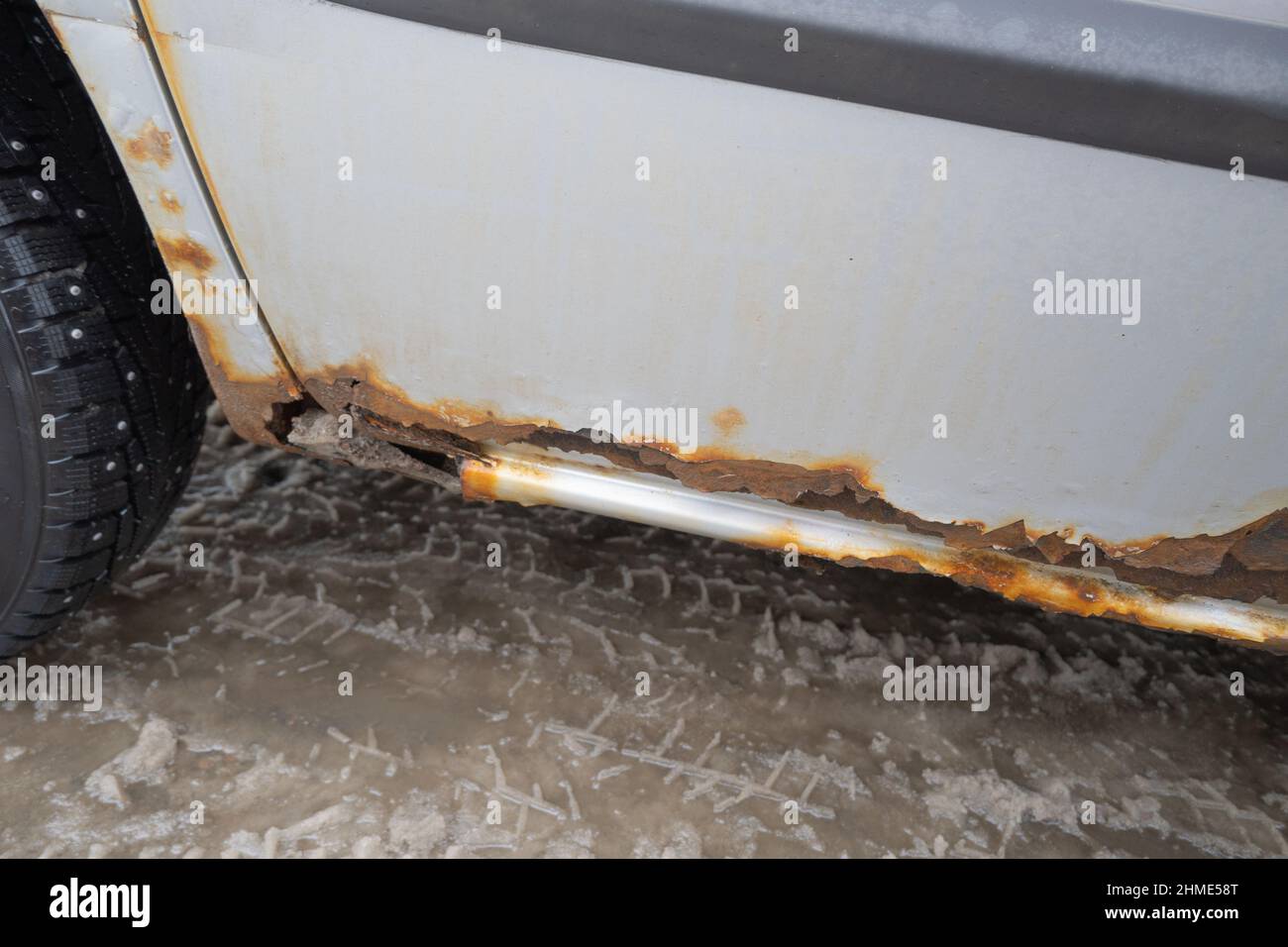 Rusted old car detail. Close up picture of corroded automobile Stock ...