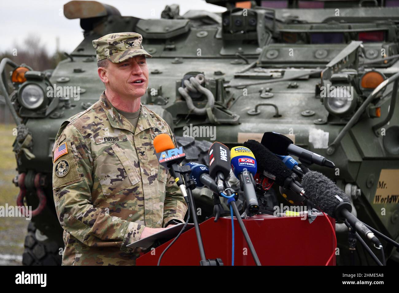 U.S. Army Col. Joe Ewers, Commander of the 2nd Cavalry Regiment, talks ...