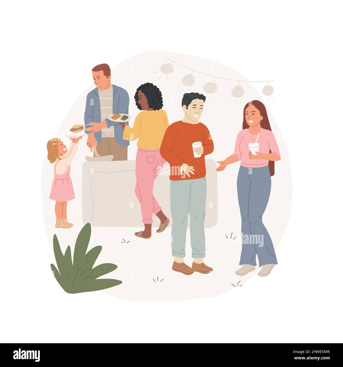 Block party abstract concept vector illustration. Neighbors having ...