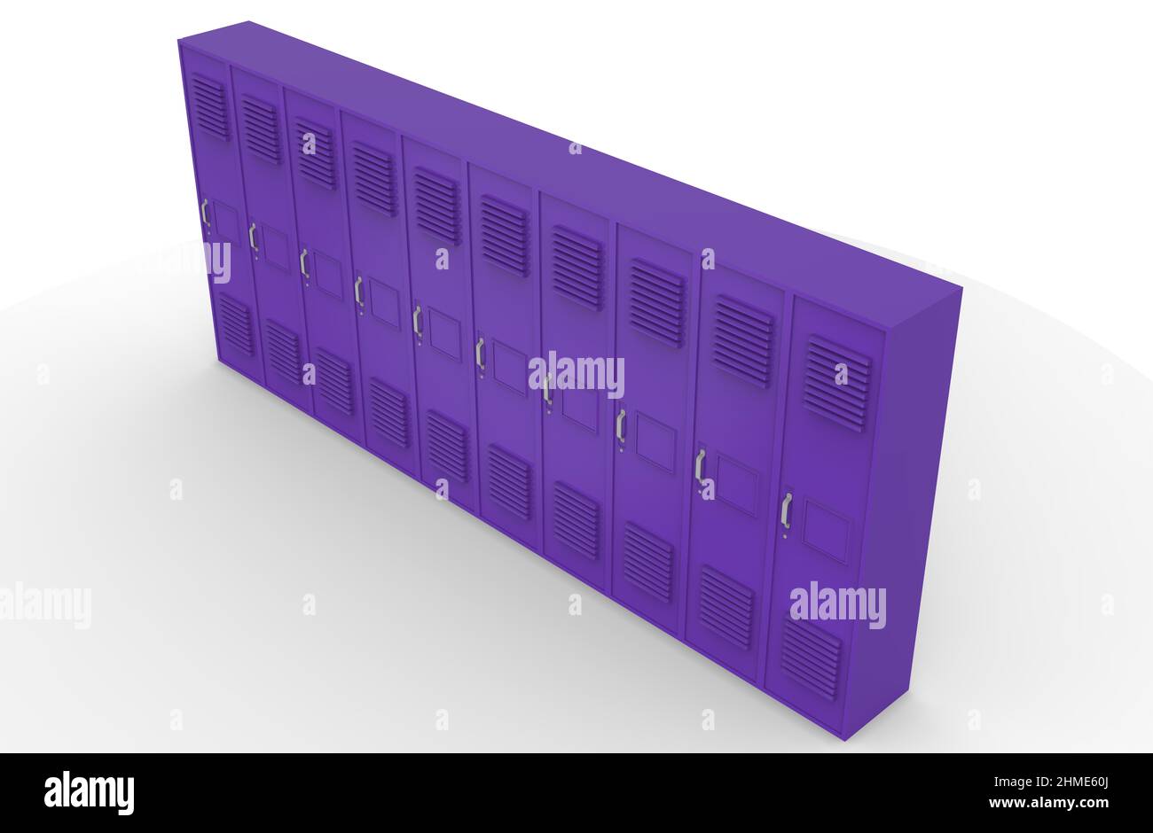 lockers purple primary secondary school in a row image 3d illustration ...