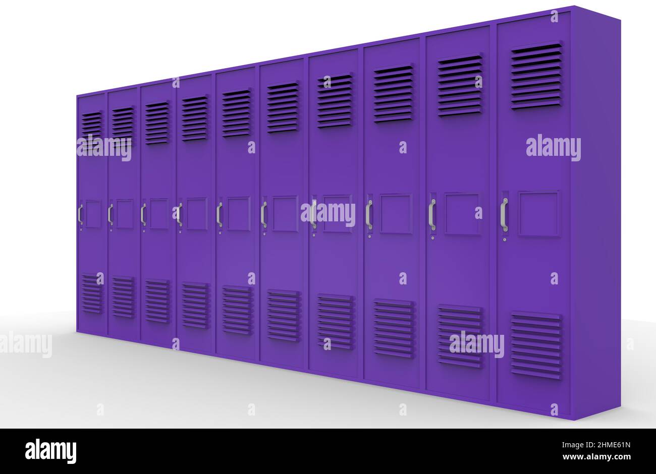 lockers purple primary secondary school in a row image 3d illustration ...