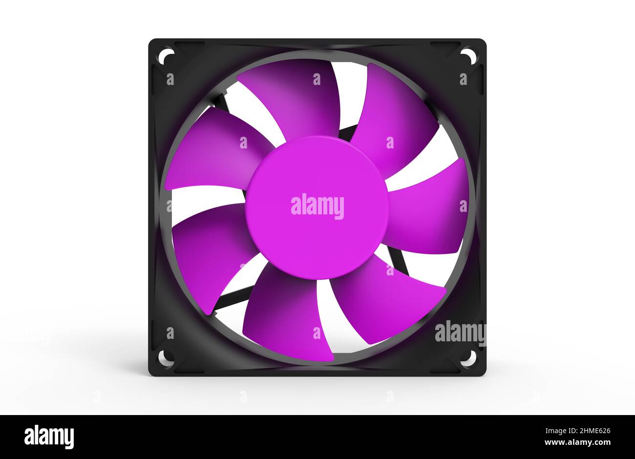 Purple Computer fan cooler isolated on white 3d image illustration ...