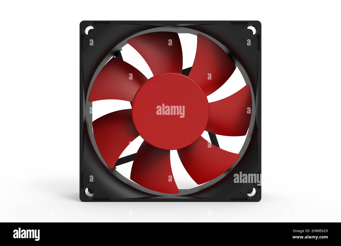 Red Computer fan cooler isolated on white 3d image illustration Stock ...