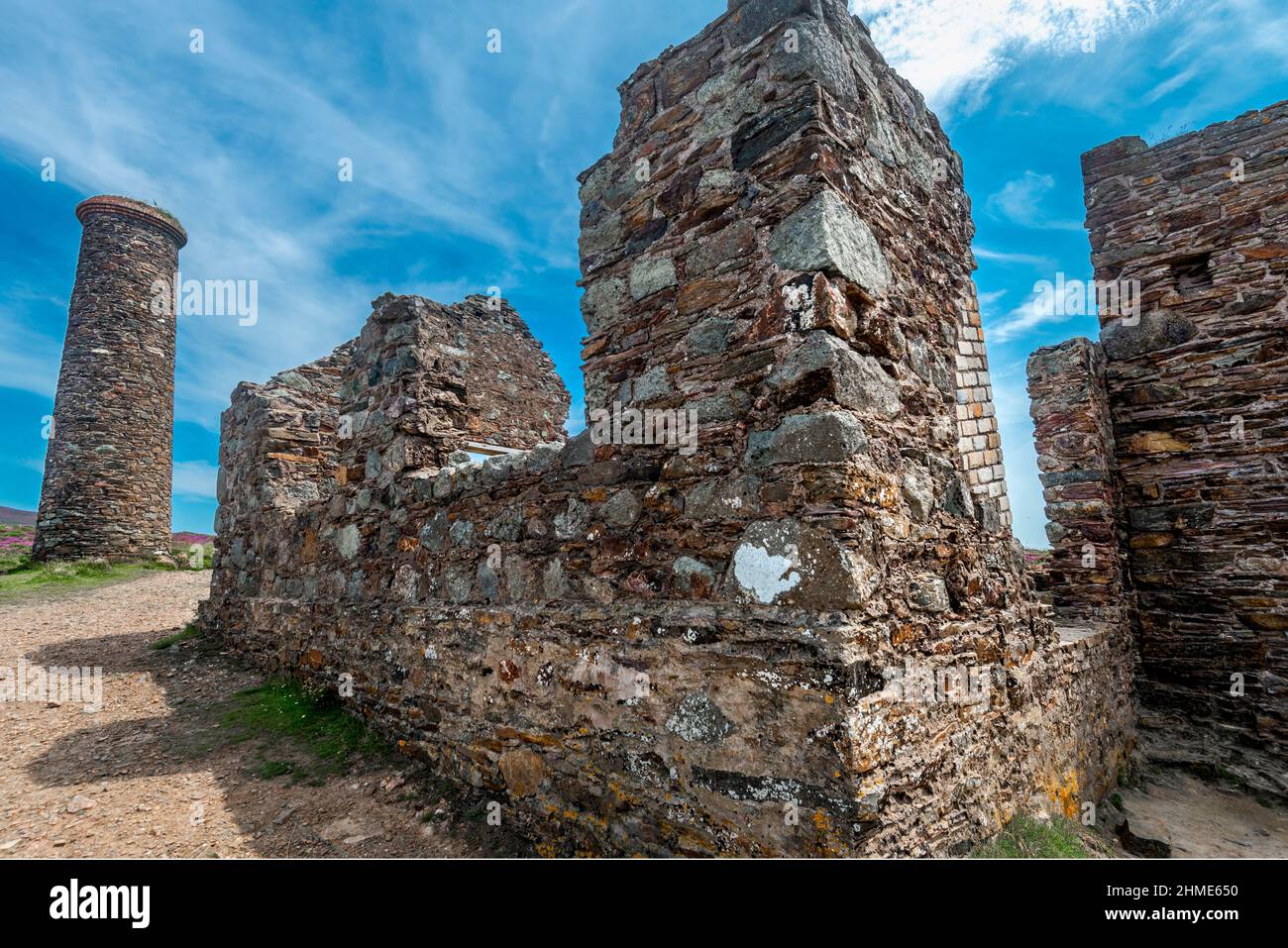 Old historic brick built remains and relic of Cornish tin mining ...