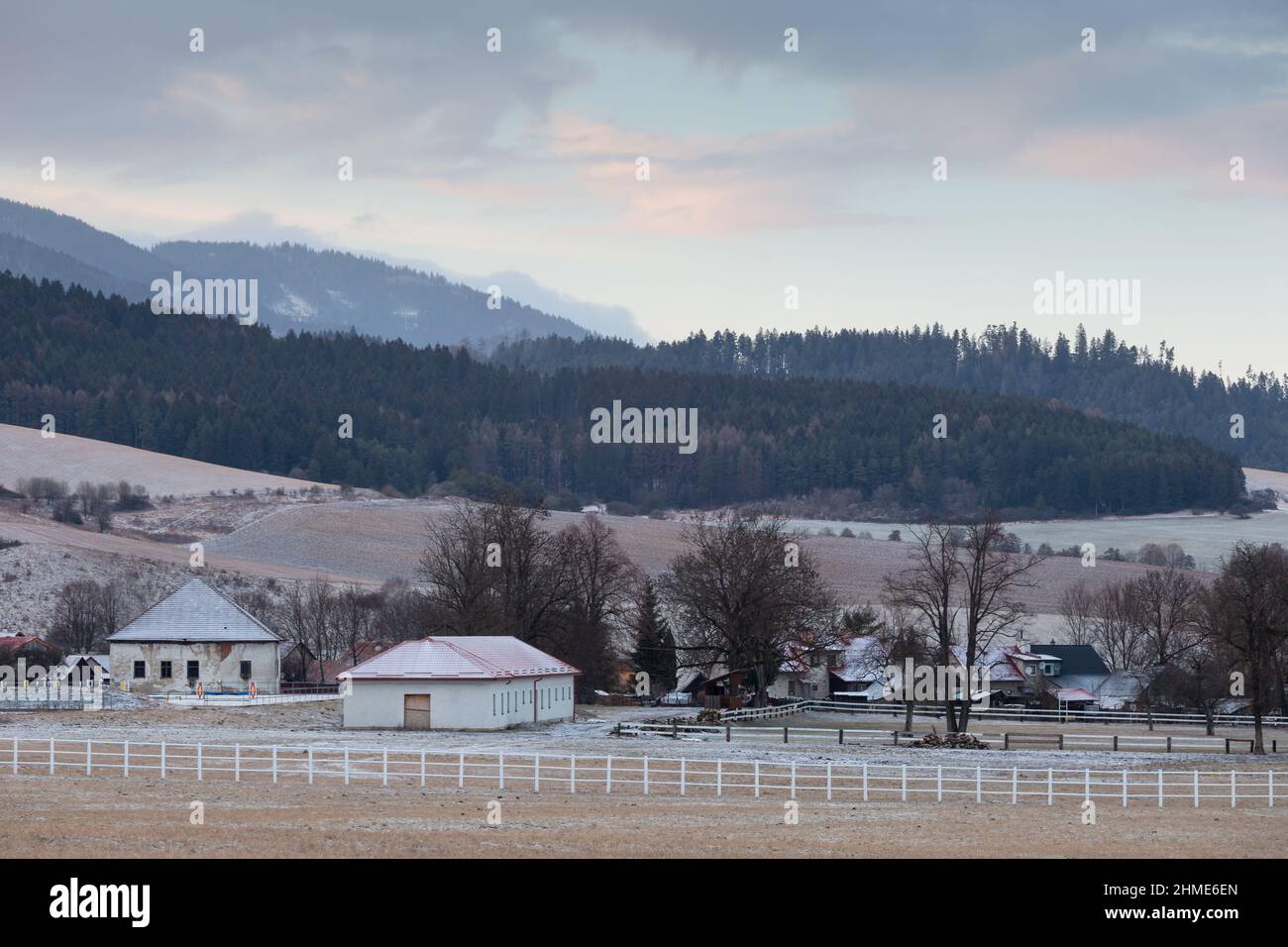 Farm in the village of Trebostovo in Turiec region, Slovakia Stock ...