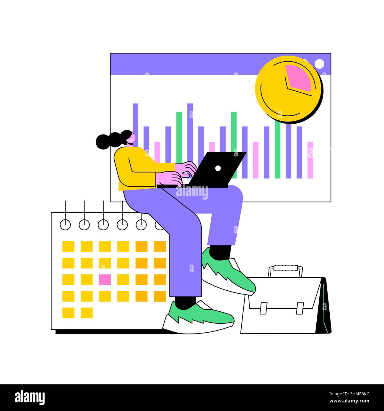 Time and attendance tracking system abstract concept vector ...